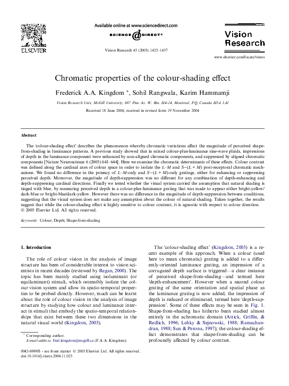 (PDF) Chromatic properties of the colour-shading effect