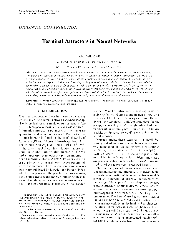 (PDF) Terminal attractors in neural networks