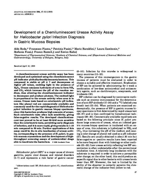 (PDF) Development of a Chemiluminescent Urease Activity Assay ...