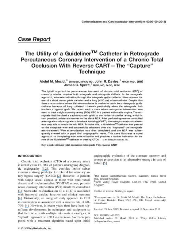 (PDF) The utility of a guideliner™ catheter in retrograde percutaneous ...