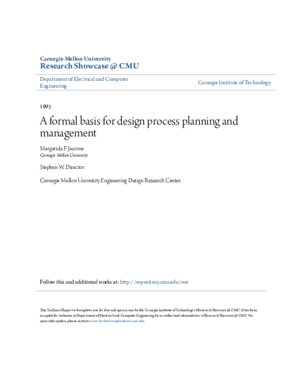 (PDF) A formal basis for design process planning and management ...