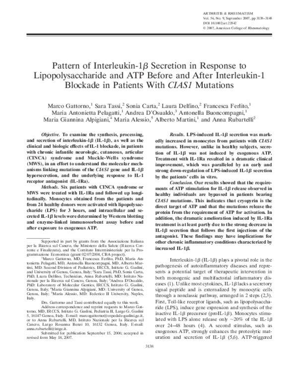(PDF) Pattern of interleukin-1β secretion in response to lipopolysaccharide and ATP before and ...