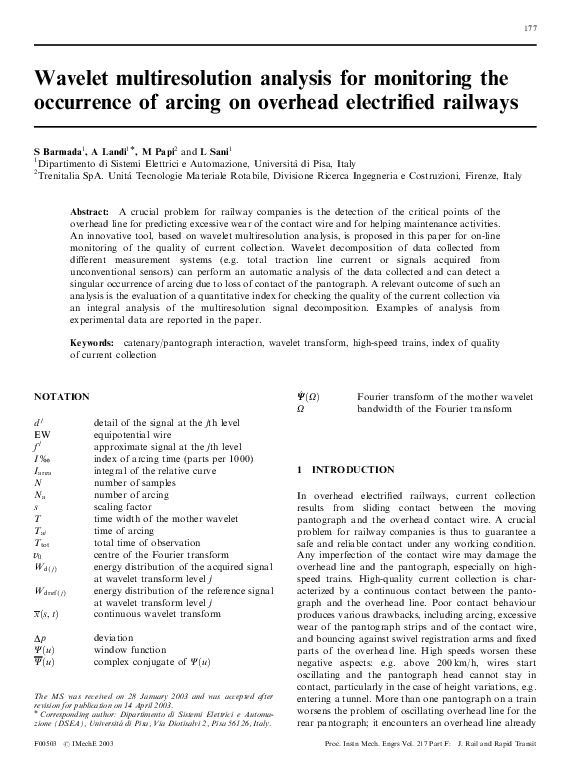 (PDF) Wavelet multiresolution analysis for monitoring the occurrence of arcing on overhead ...