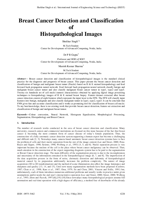 (PDF) Breast Cancer Detection and Classification of Histopathological ...