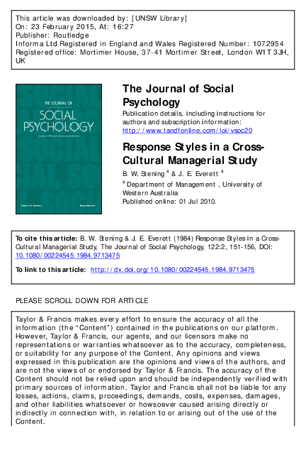 (PDF) Response Styles in a Cross-Cultural Managerial Study | Bruce ...