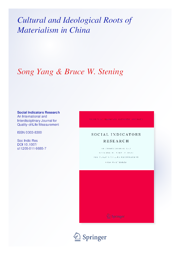 (PDF) Cultural and Ideological Roots of Materialism in China