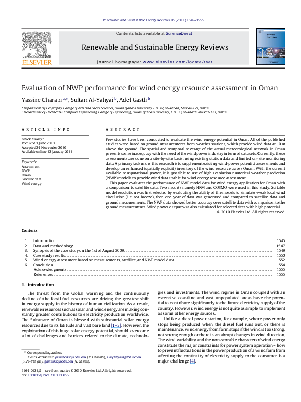 (PDF) Review of the use of Numerical Weather Prediction (NWP) Models ...