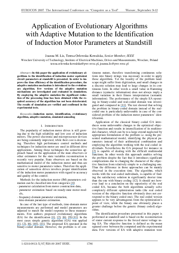 (PDF) Application of evolutionary algorithms with adaptive mutation to the identification of ...
