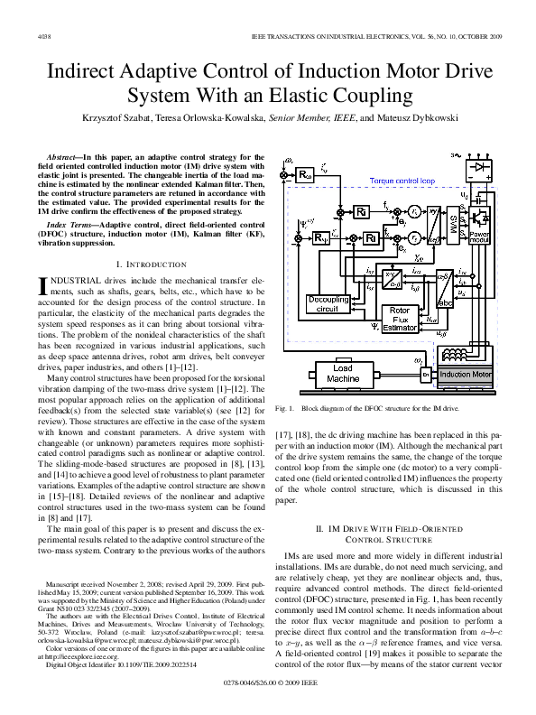 (PDF) Indirect Adaptive Control of Induction Motor Drive System With an ...