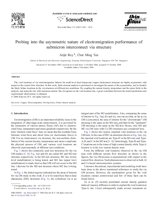 Pdf 14 Probing Into The Asymmetric Nature Of Electromigration