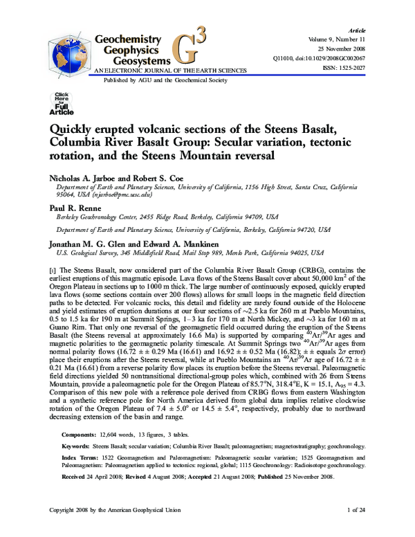 (PDF) Quickly erupted volcanic sections of the Steens Basalt, Columbia ...