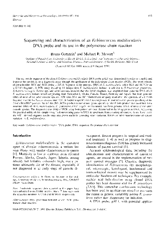 Pdf Sequencing And Characterization Of An Echinococcus Multilocularis