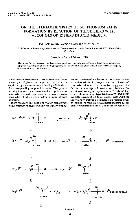 (PDF) On the stereochemistry of sulphonium salts formation by reaction ...