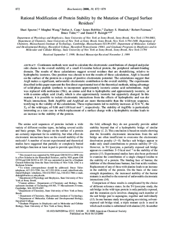 (PDF) Mutating Charged Residues Enhances Protein Stability
