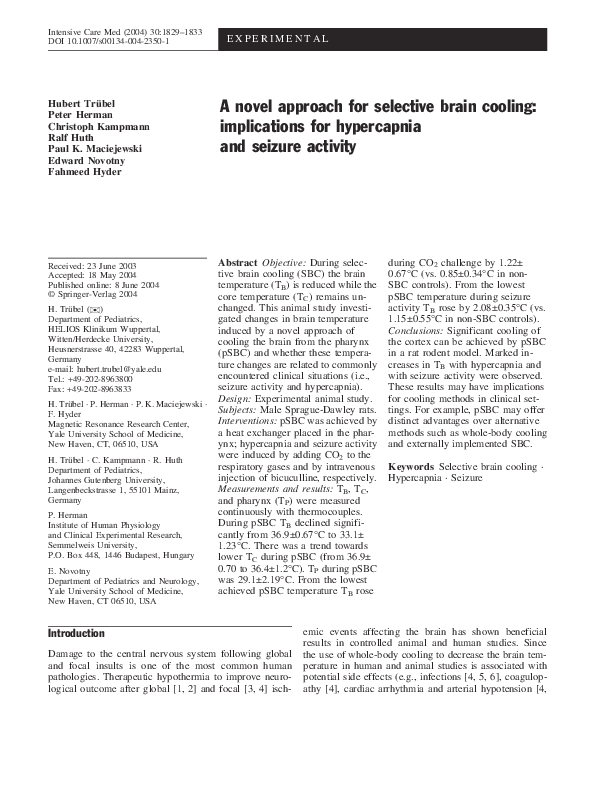 (PDF) A novel approach for selective brain cooling: implications for ...