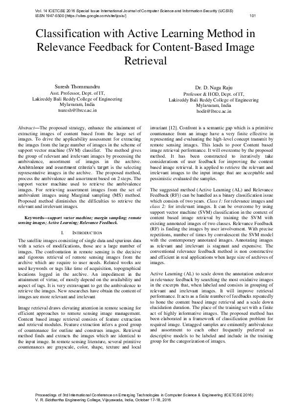 Pdf Classification With Active Learning Method In Relevance Feedback For Content Based Image