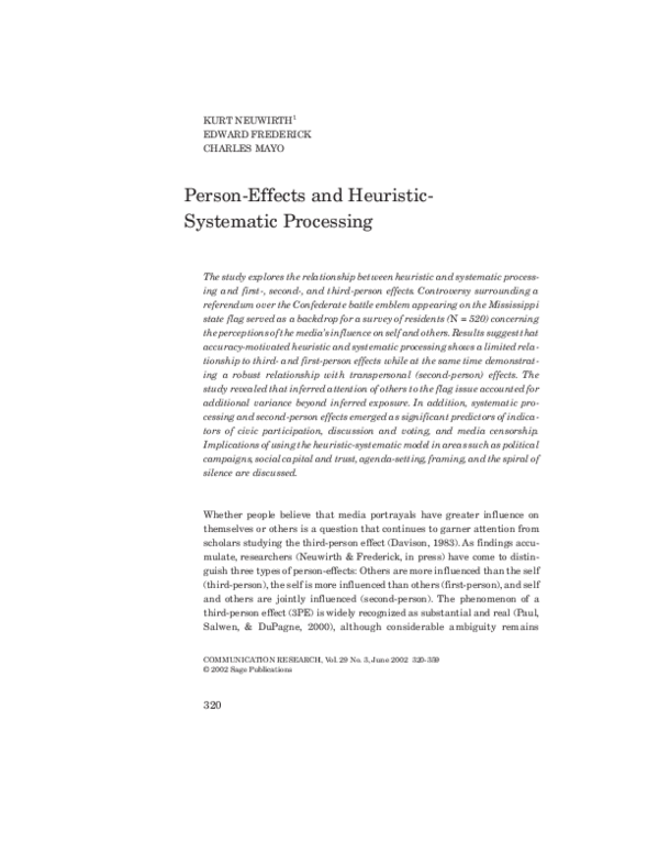 (PDF) Person-Effects and Heuristic-Systematic Processing