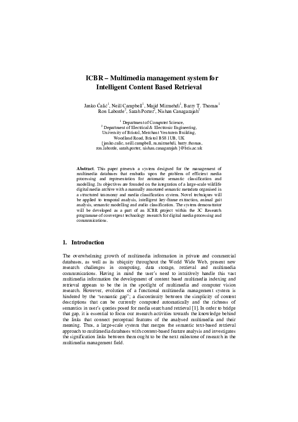 (PDF) ICBR - Multimedia Management System for Intelligent Content Based ...