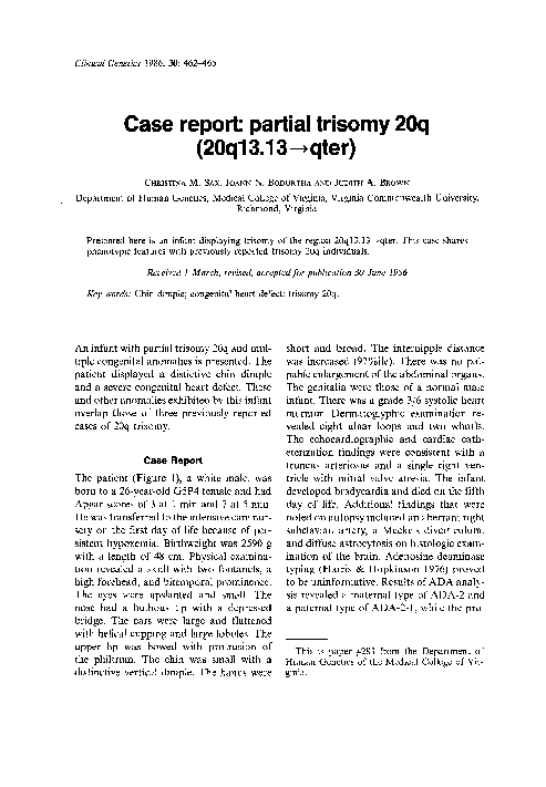 (PDF) Case report: partial trisomy 20q (20q13.13→qter