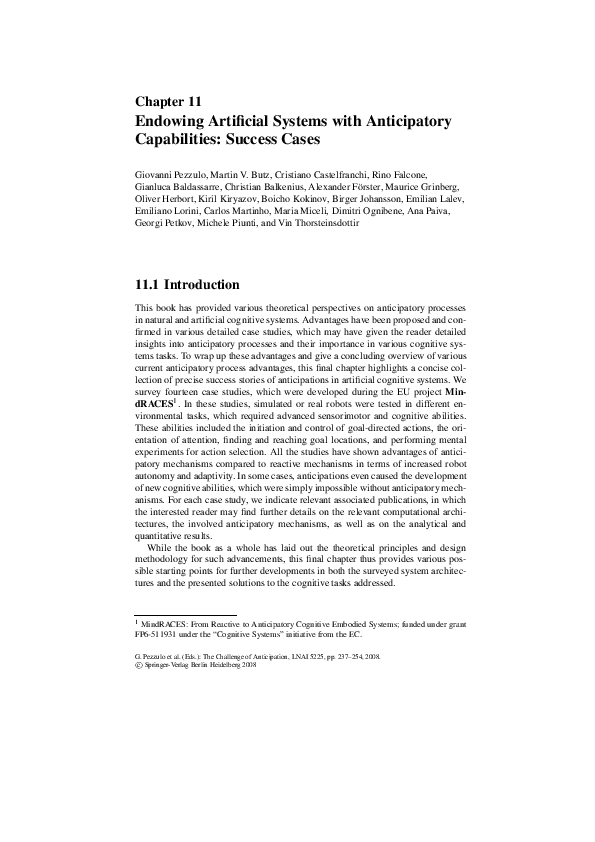 (PDF) Endowing Artificial Systems with Anticipatory Capabilities ...