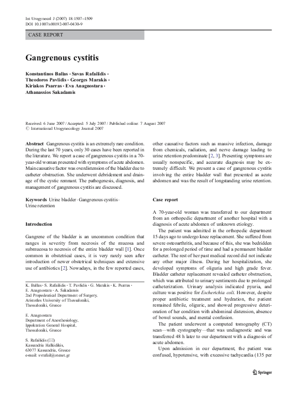 (PDF) Gangrenous cystitis
