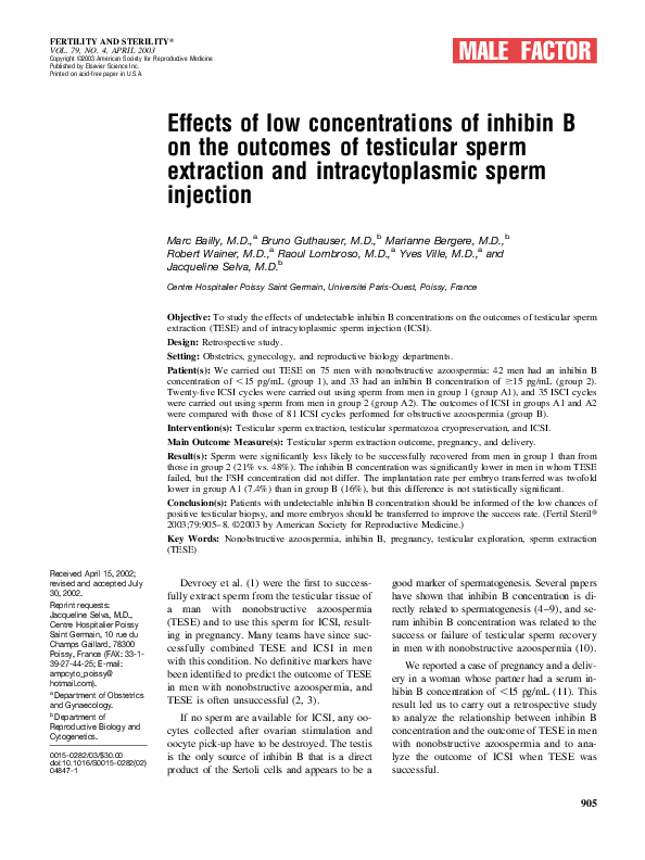(PDF) Effects of low concentrations of inhibin B on the outcomes of ...