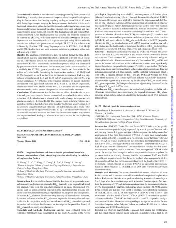 (PDF) Session 46: Endometrial Function During Implantation Window