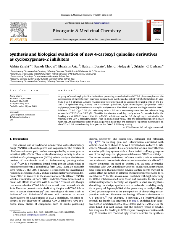 (PDF) Synthesis and biological evaluation of new 4-carboxyl quinoline derivatives as ...