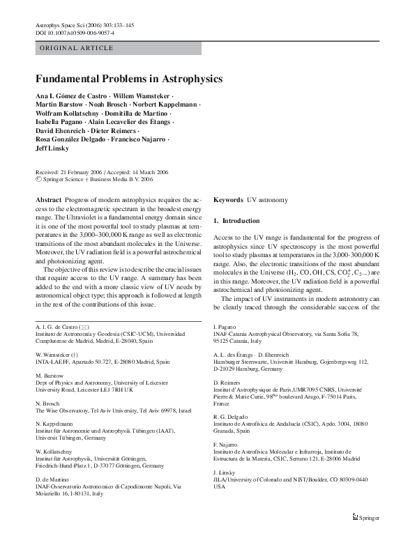 (PDF) Fundamental Problems in Astrophysics