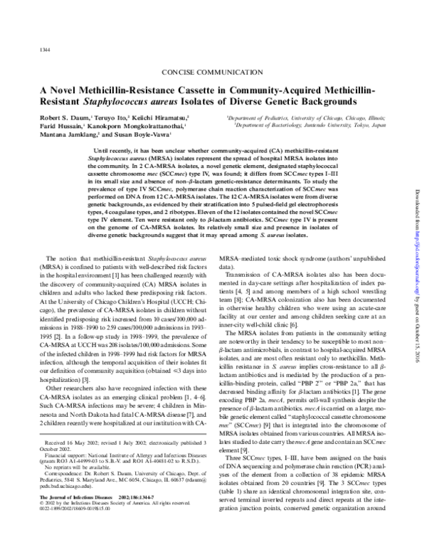 (PDF) A Novel Methicillin‐Resistance Cassette in Community‐Acquired ...