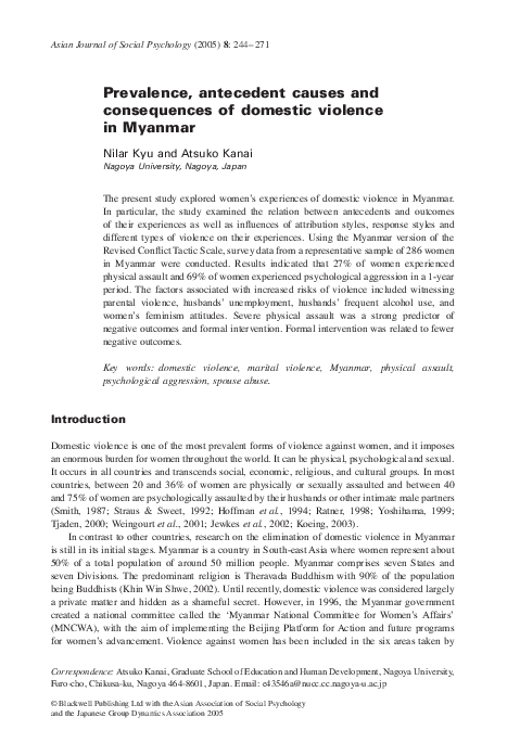 (PDF) Prevalence, antecedent causes and consequences of domestic ...