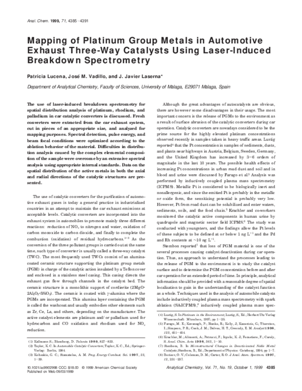 (PDF) Mapping of Platinum Group Metals in Automotive Exhaust Three-Way ...