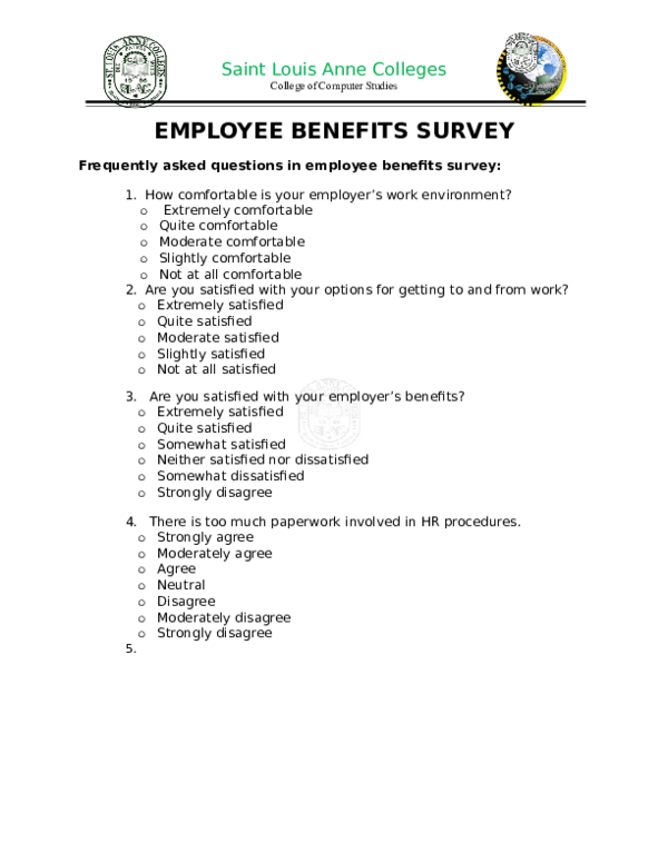 (DOC) EMPLOYEE BENEFITS SURVEY Frequently asked questions in employee ...