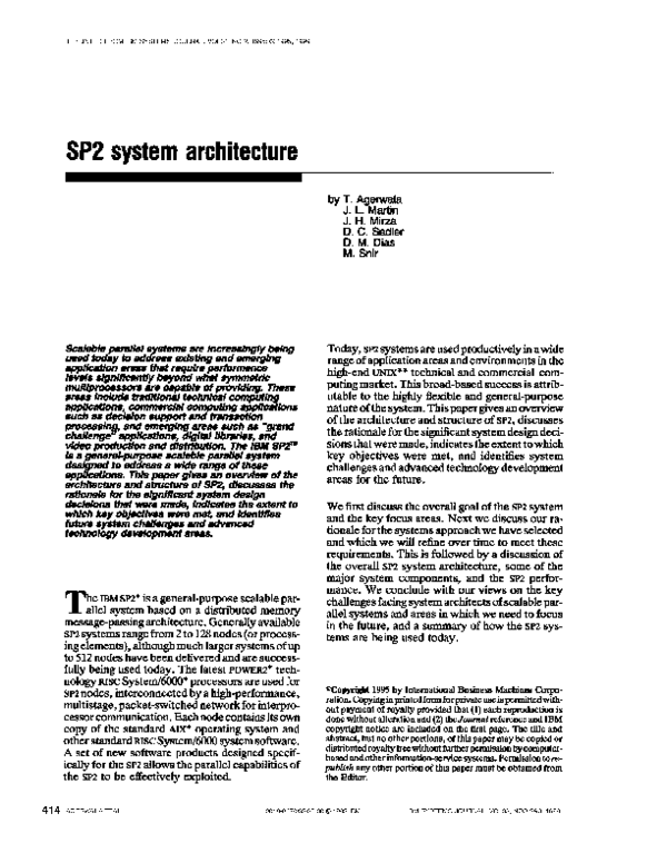 (PDF) SP2 System Architecture