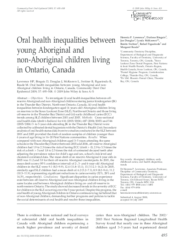 (PDF) Oral health inequalities between young Aboriginal and non ...