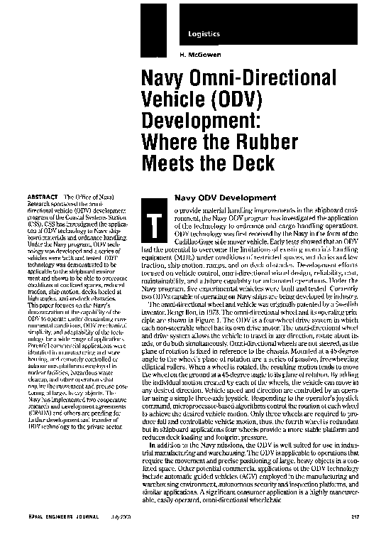 (PDF) Navy OmniDirectional Vehicle (ODV) Development: Where the Rubber ...