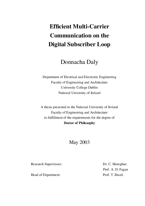 (PDF) Efficient Multi-Carrier Communication on the Digital Subscriber Loop