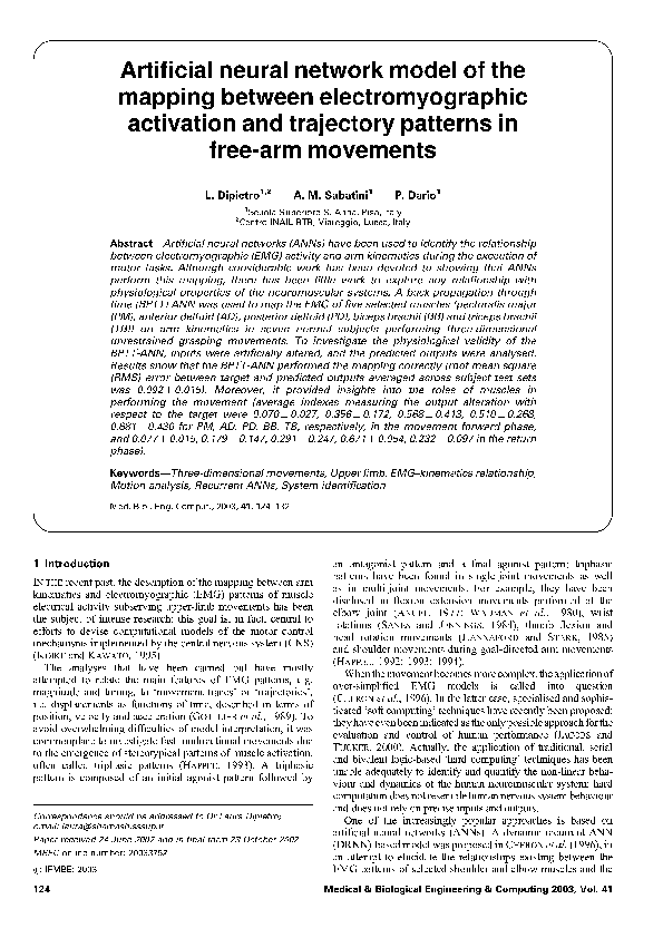 (PDF) Artificial neural network model of the mapping between electromyographic activation and ...