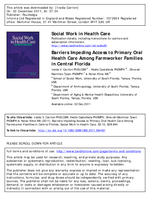 (PDF) Barriers Impeding Access to Primary Oral Health Care Among ...