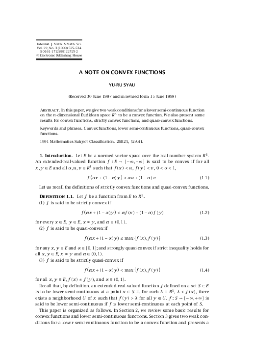 (PDF) A note on convex functions