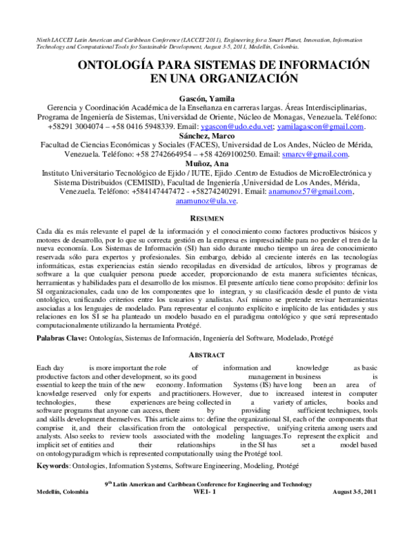 (PDF) ONTOLOGÍA PARA SISTEMAS DE INFORMACIÓN