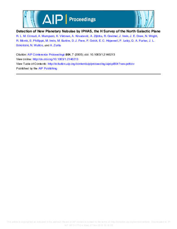 (PDF) Detection of New Planetary Nebulae by IPHAS, the Halpha Survey of ...