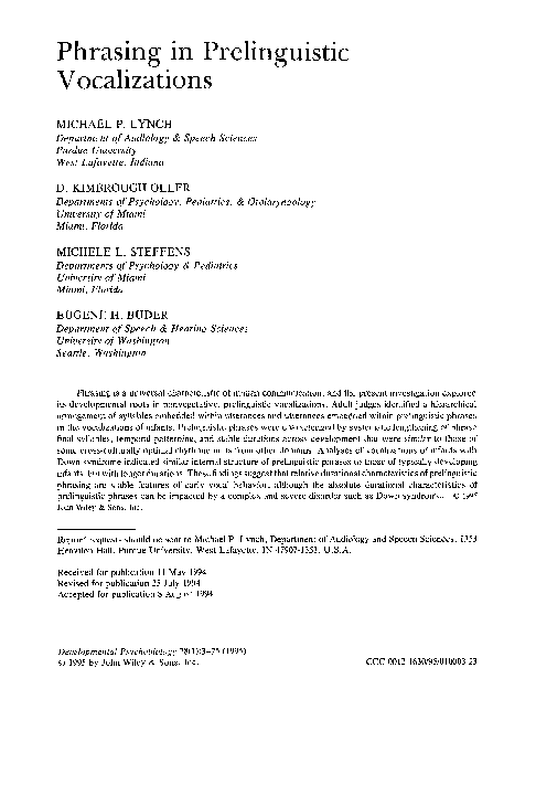 (PDF) Phrasing in prelinguistic vocalizations