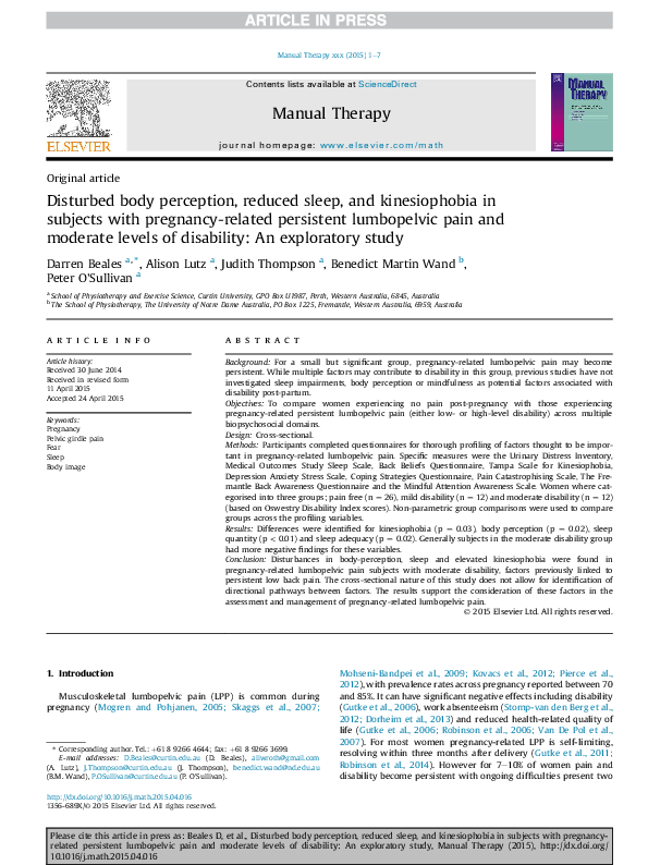 (PDF) Disturbed body perception, reduced sleep, and kinesiophobia in ...