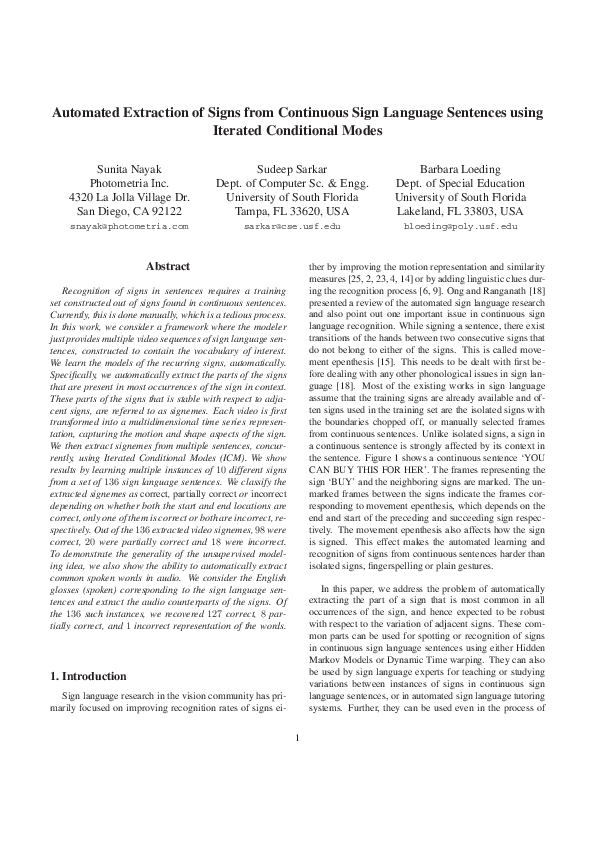 Automated Extraction Of Signs From Continuous Sign Language Sentences Using Iterated Conditional