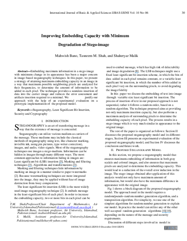 (PDF) Improving embedding capacity with minimum degradation of stego-image (PDF) Improving embedding capacity with minimum degradation of stego-image