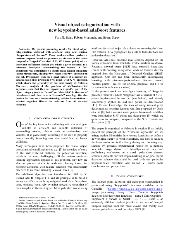 (PDF) Visual object categorization with new keypoint-based adaBoost features