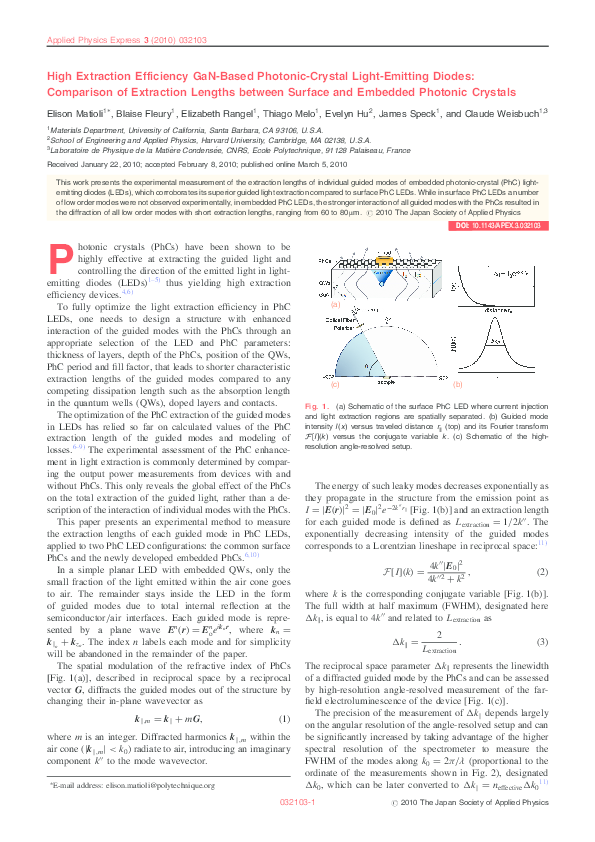 (PDF) High Extraction Efficiency GaN-Based Photonic-Crystal Light-Emitting Diodes: Comparison of ...