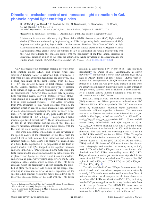 (PDF) Directional emission control and increased light extraction in ...