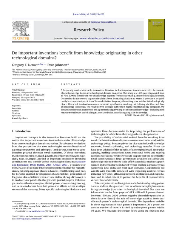 (PDF) Do important inventions benefit from knowledge originating in ...